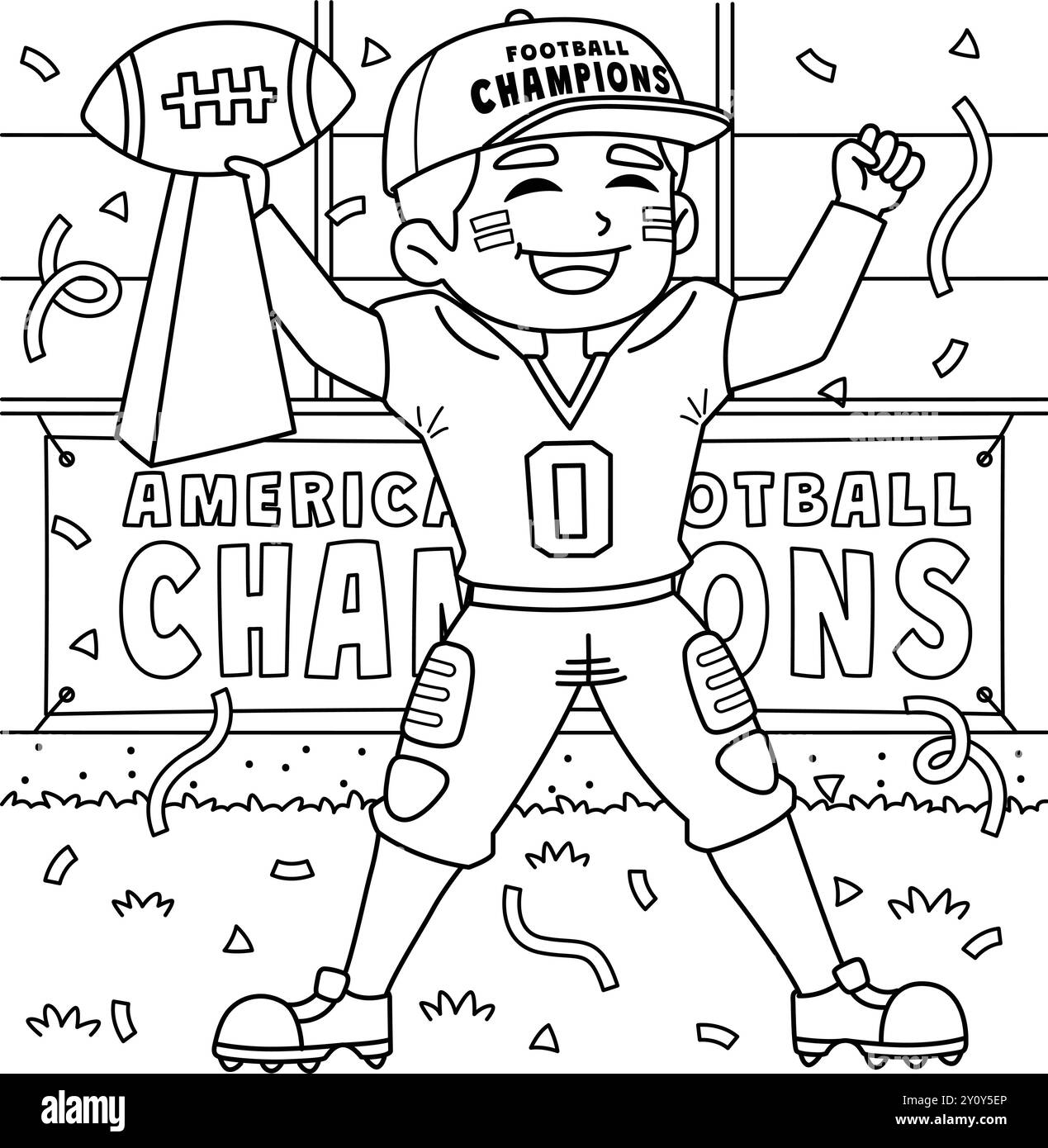 American Football Winning Super Bowl Coloring Page Stock Vector Image ...