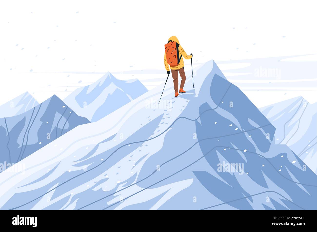 Alpinist hiking in snowy mountains Stock Vector Images - Alamy