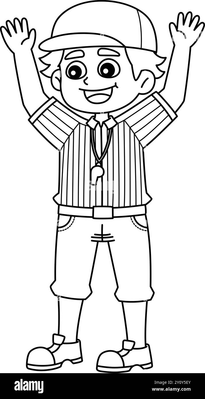 American Football Referee Isolated Coloring Page Stock Vector Image ...