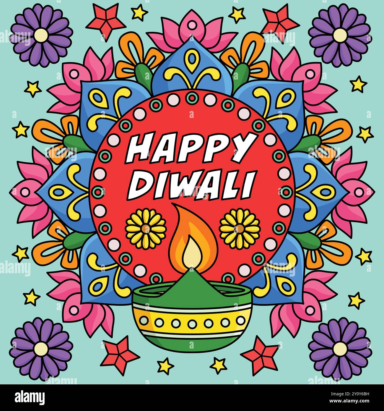 Happy Diwali Rangoli Colored Cartoon Stock Vector Image & Art - Alamy