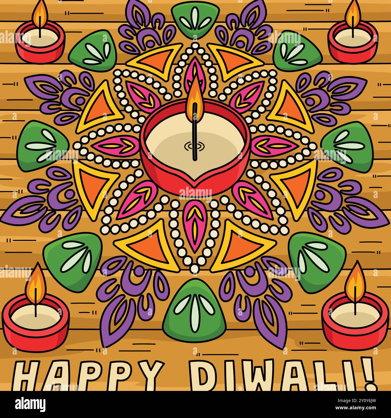 Happy Diwali Rangoli Colored Cartoon Illustration Stock Vector Image ...