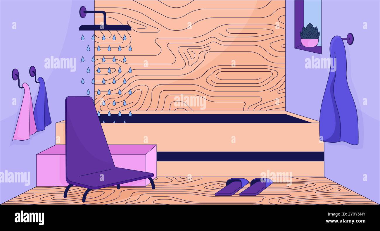 Cozy outdoor bath 2D cartoon background Stock Vector Image & Art - Alamy