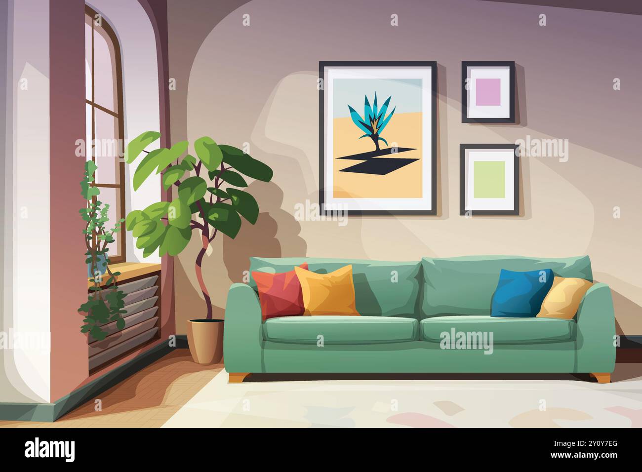Green modern room interior Stock Vector Images - Alamy