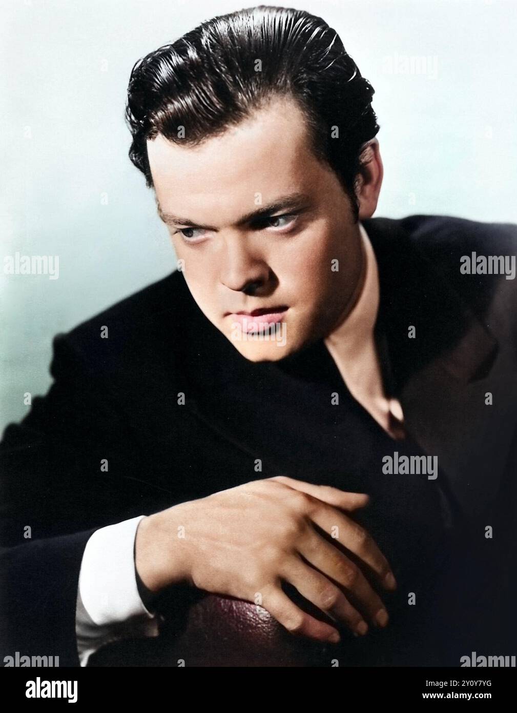 Portrait of Orson Welles - publicity photo c 1940 - colorized Stock ...