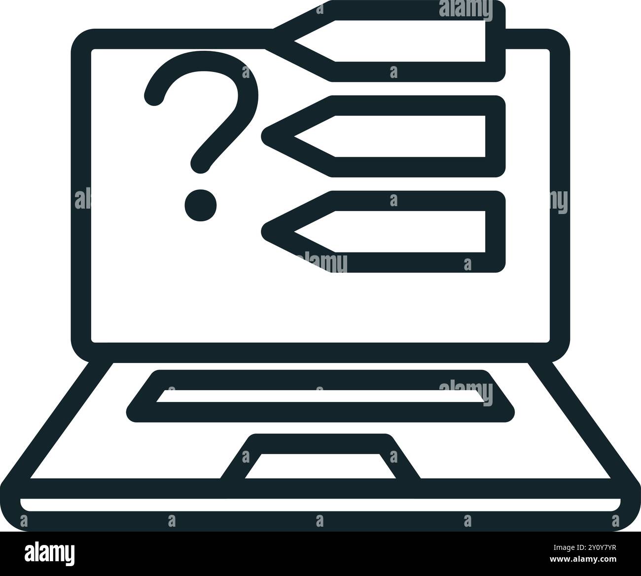 Quiz online on laptop Cut Out Stock Images & Pictures - Alamy