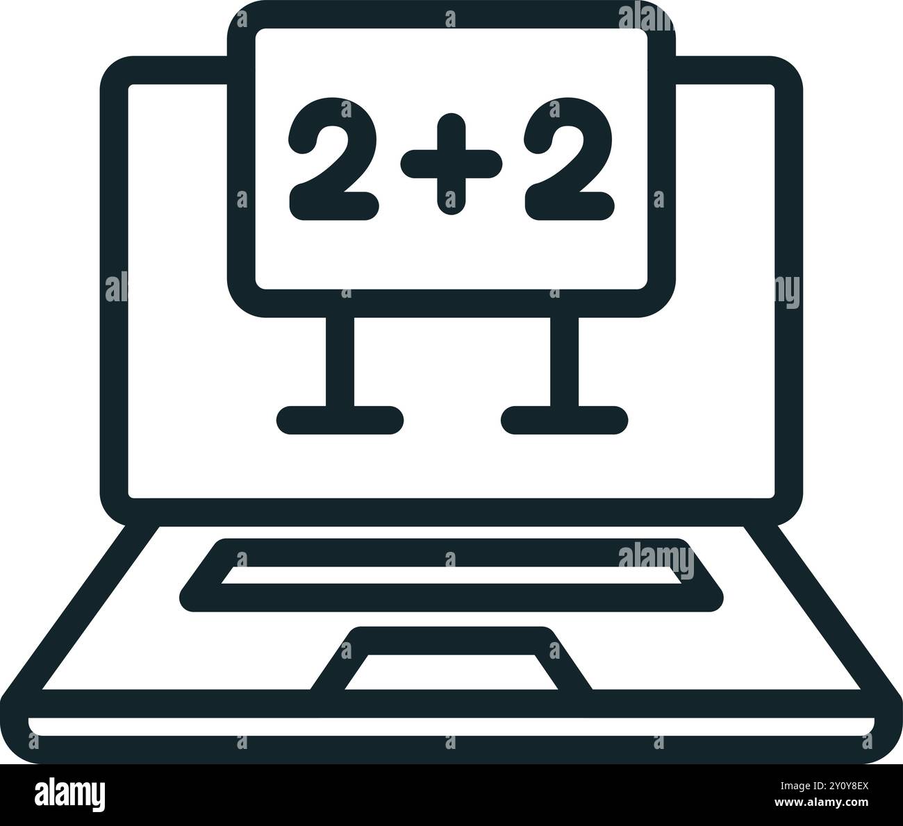 Laptop displaying simple math equation for online learning Stock Vector ...