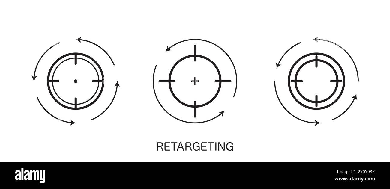 Set of target icons. Retargeting or remarketing concept. Digital ...