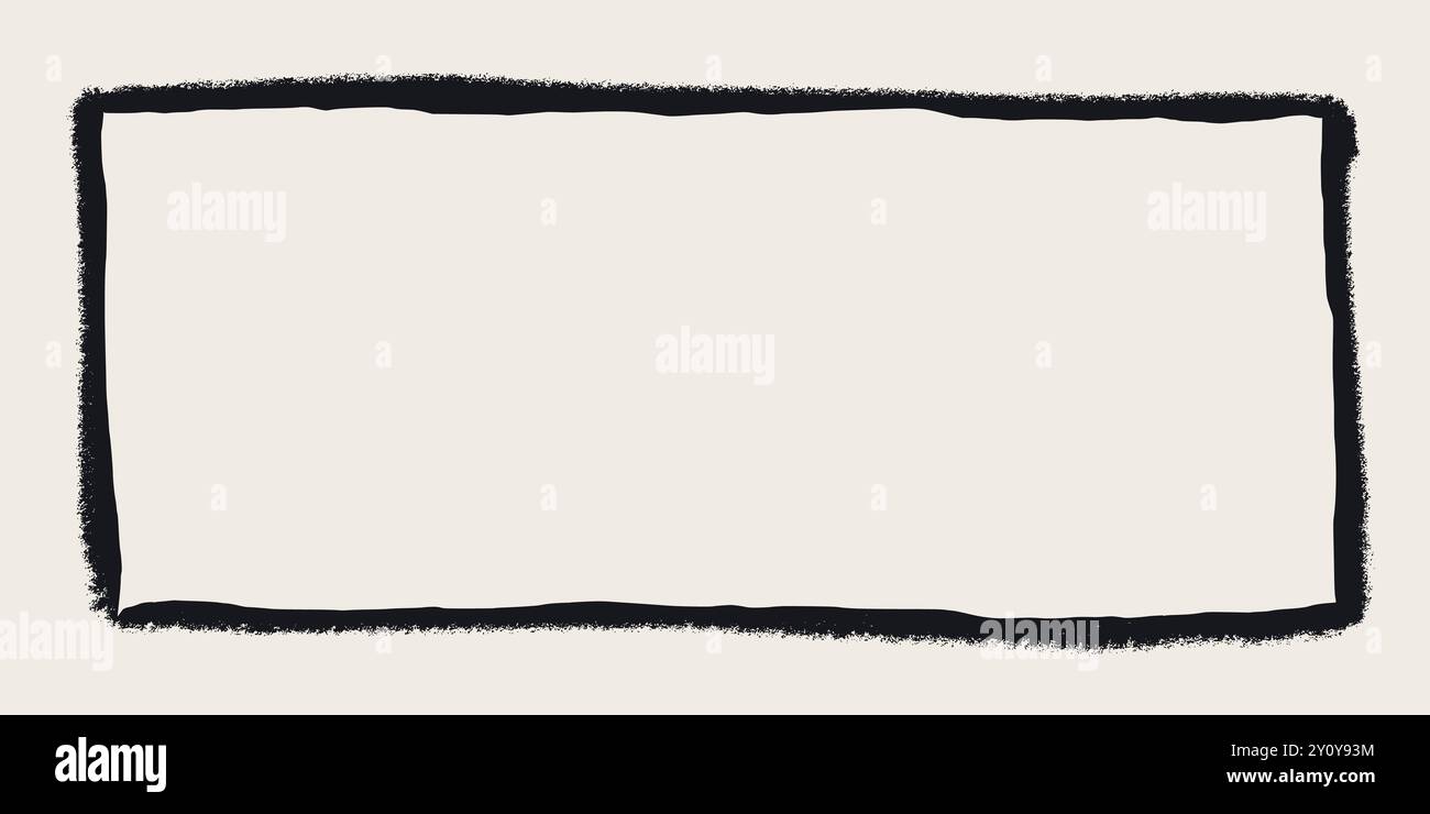 Black square frame with grunge torn edges. Vector illustration of rough ripped rectangle ...