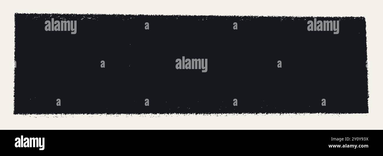 Black rectangle with grunge torn edges. Rough style frame silhouette. Ripped border square ...