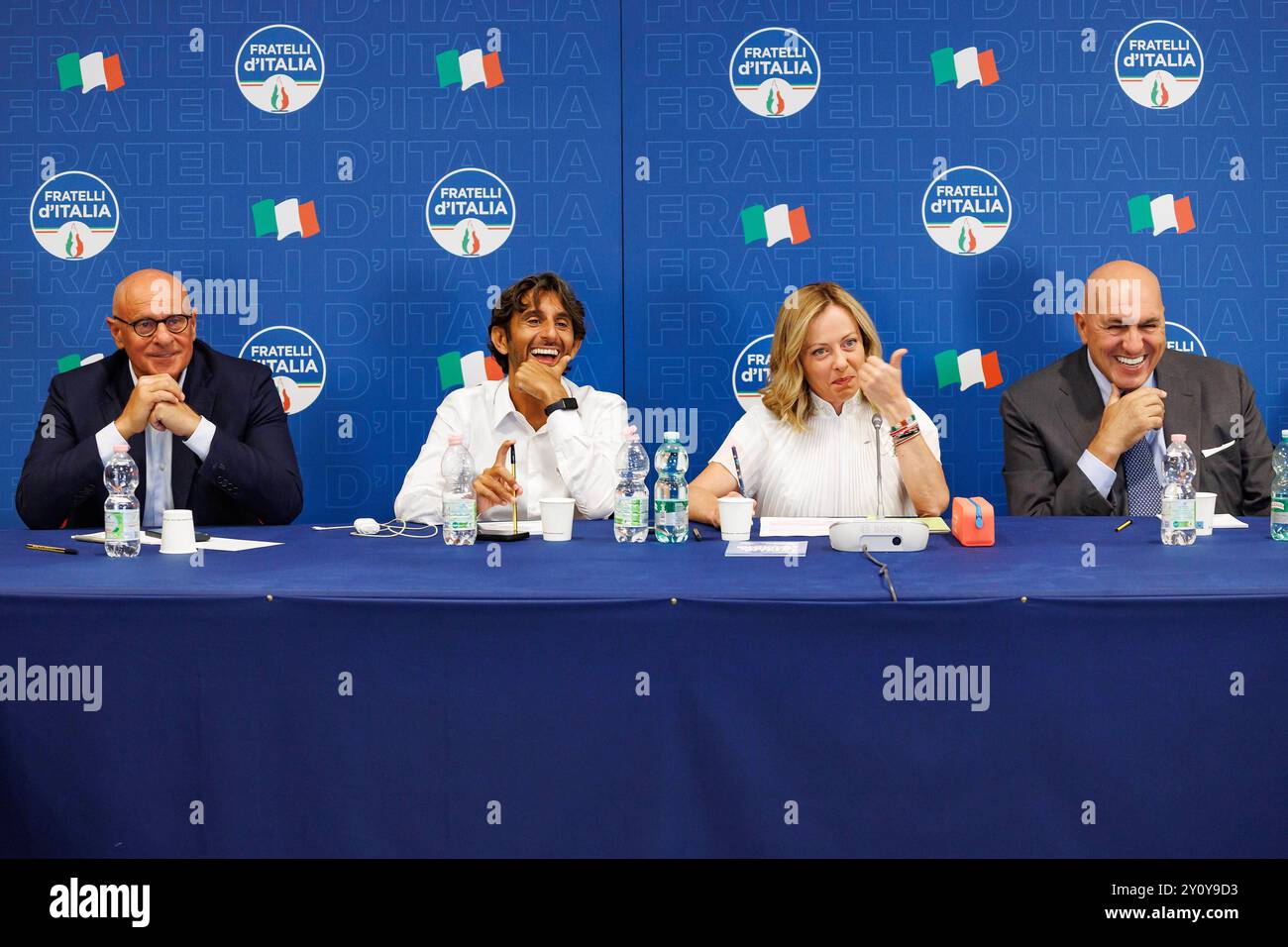 Roma, Italia. 04th Sep, 2024. Fabio Rampelli, Giovanni Donzelli, Giorgia Melonii e Guido ...