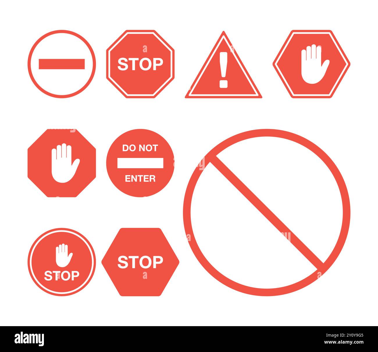 Red stop sign set on white background. Road danger sign. Vector Stock ...