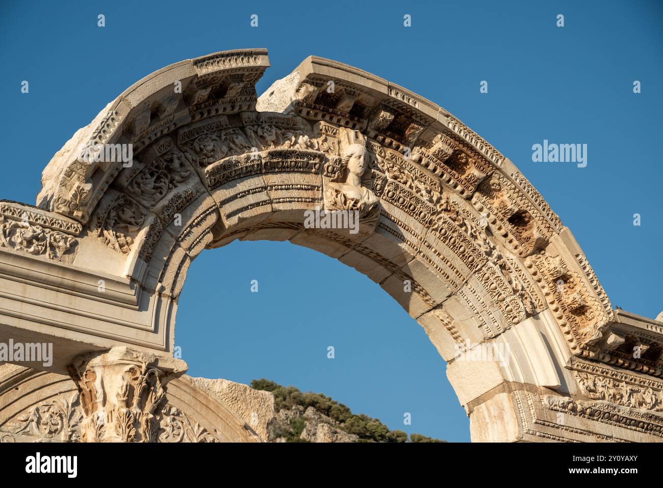 Temple of Hadrian in the ancient city of Ephesus in Kusadasi Stock ...