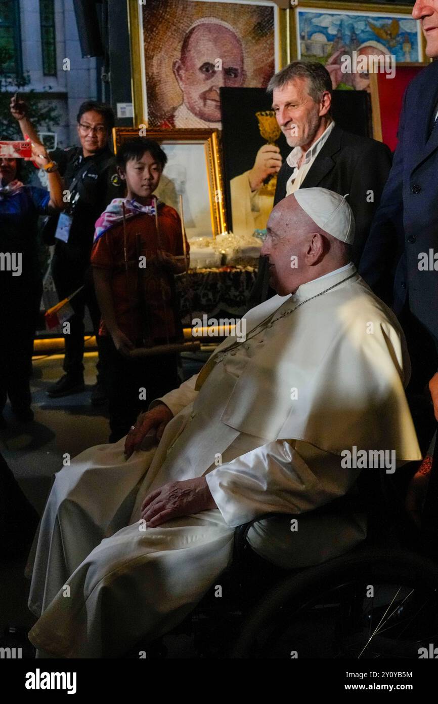 Pope Francis arrives at the Scholas Occurrentes Youth Centre Grha ...