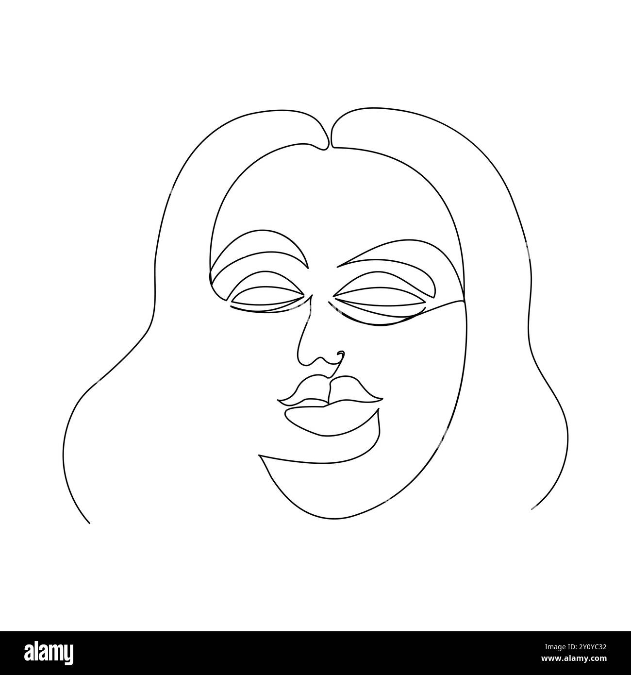 Woman profile female beauty concept. Line drawing vector illustration ...