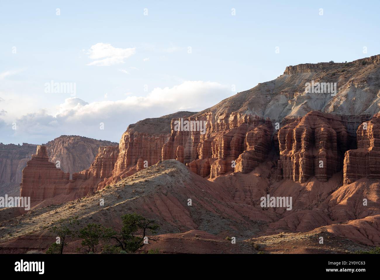 A breathtaking sunrise view of red rocks at Capitol Reef National Park ...