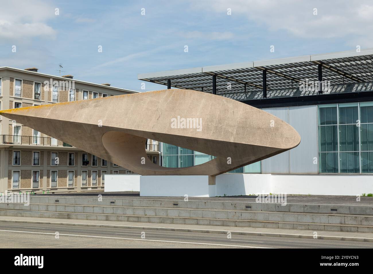 The concrete sculpture "Signal" by Henri Georges Adam in front of the ...