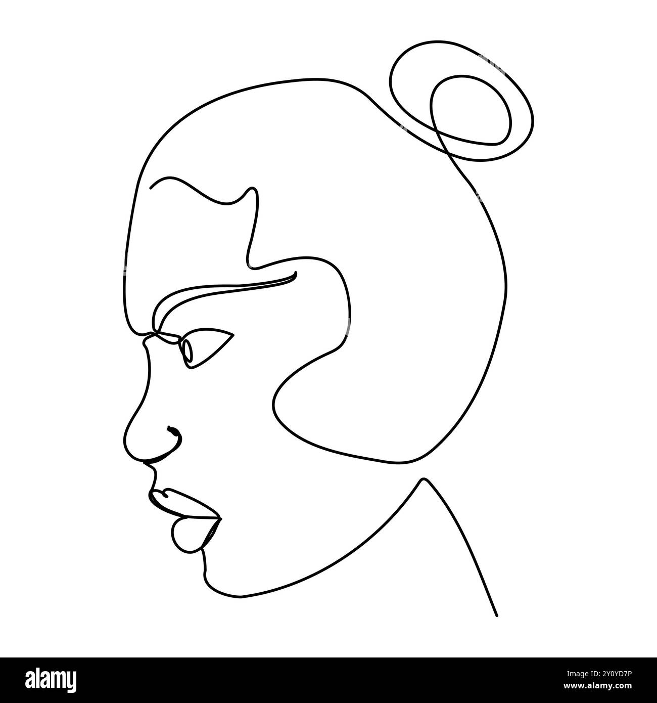 Woman profile female beauty concept. Line drawing vector illustration ...