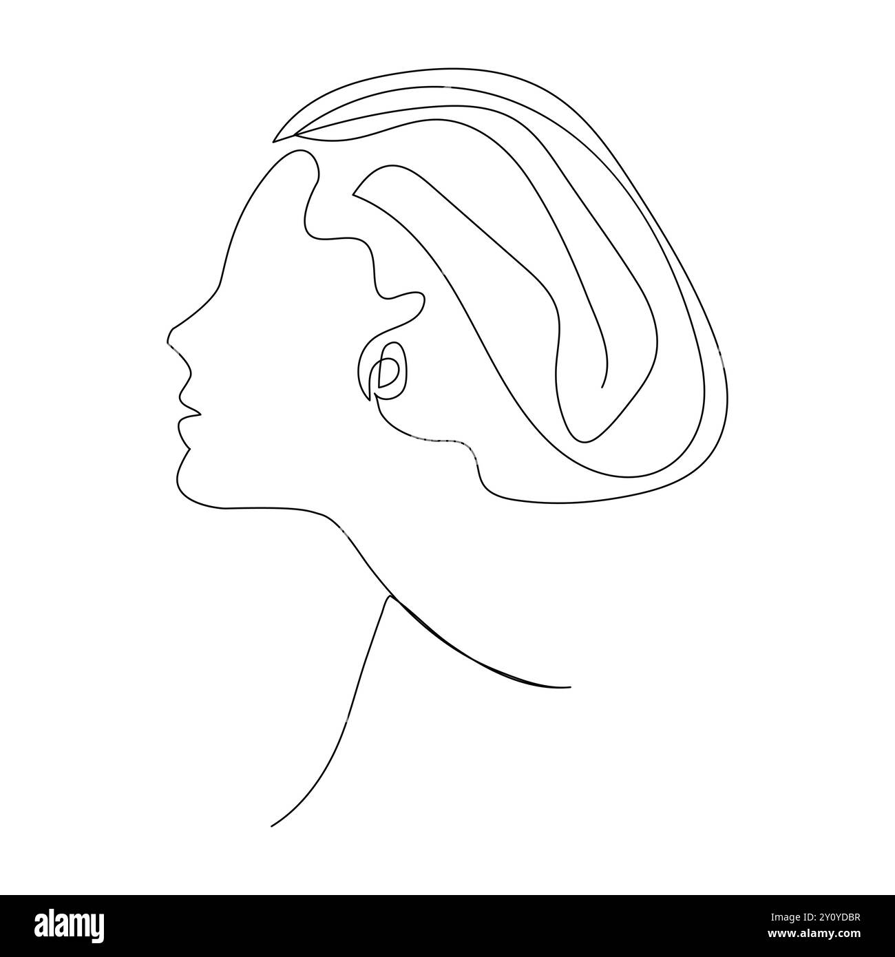 Woman profile female beauty concept. Line drawing vector illustration ...