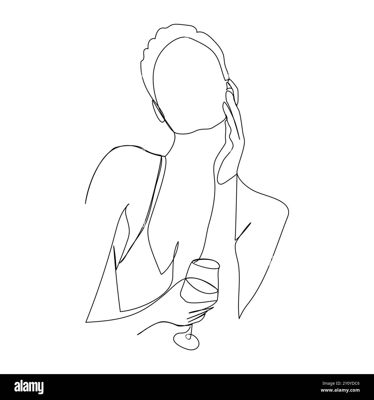 Woman profile female beauty concept. Line drawing vector illustration ...