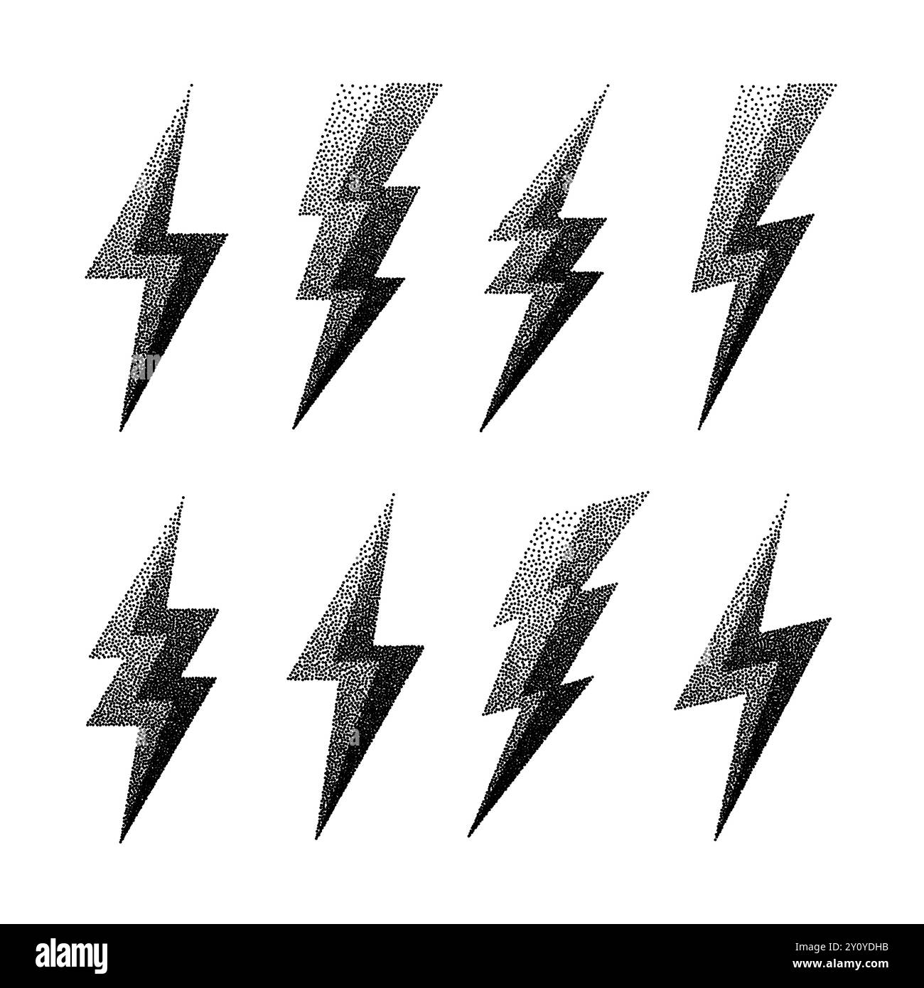 Lightning bolt icons collection. Dotted flash symbol, thunderbolt ...