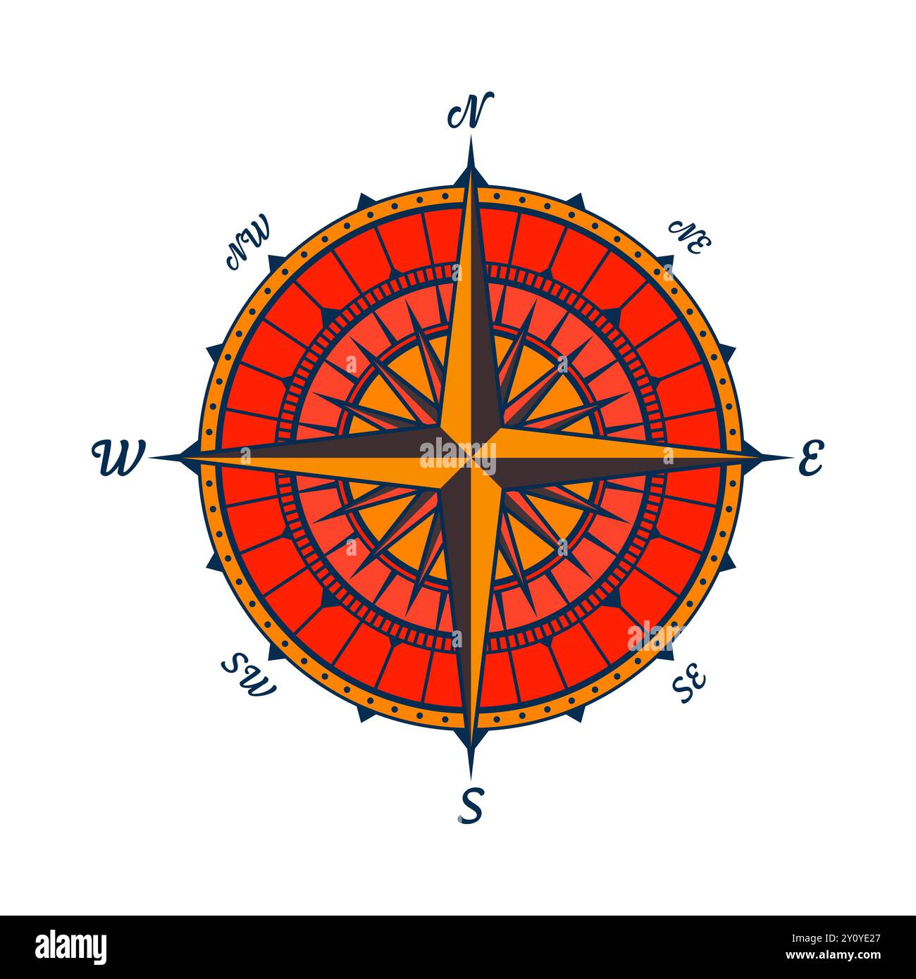Vintage marine wind rose, nautical chart. Colorful navigational compass ...