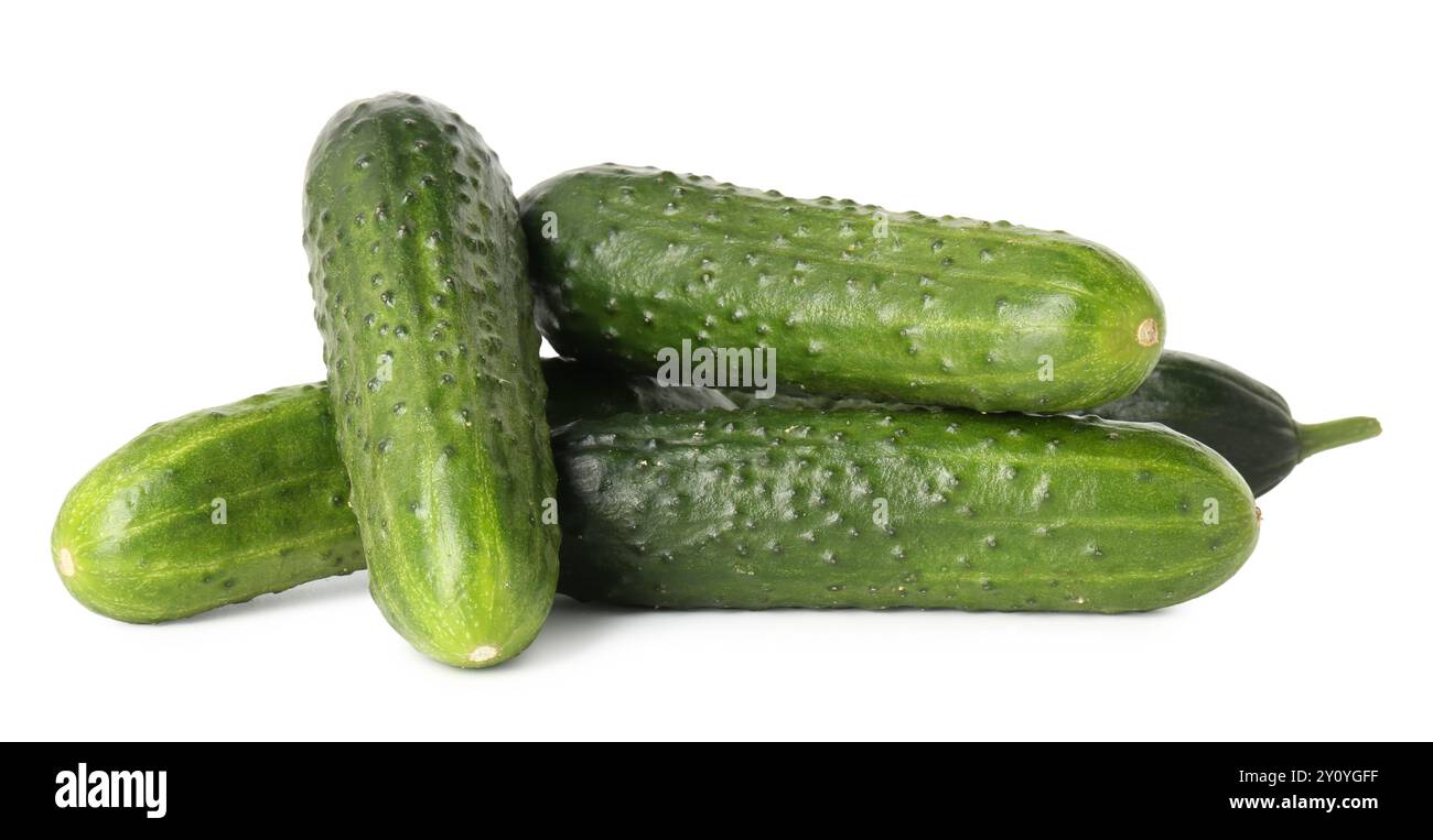 Pile of fresh cucumbers isolated on white Stock Photo - Alamy