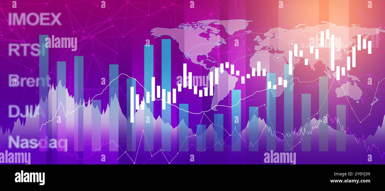 Abstract business chart with fluctuated line graph chart. Illustration ...