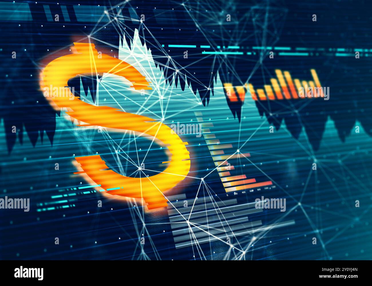 Illustration of global trading market changes with US dollar icon ...