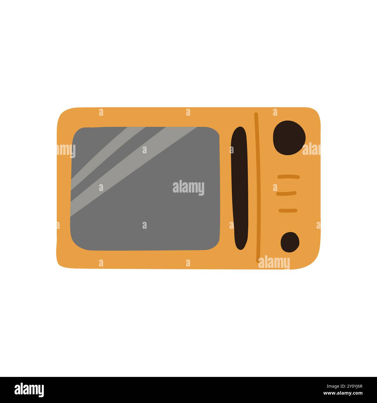 Yellow microwave retro design in flat style. Simple and functional ...