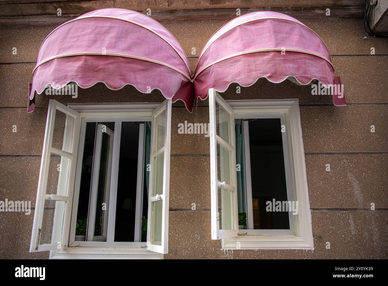 The wooden window of the colonial style house on Gulangyu island ...