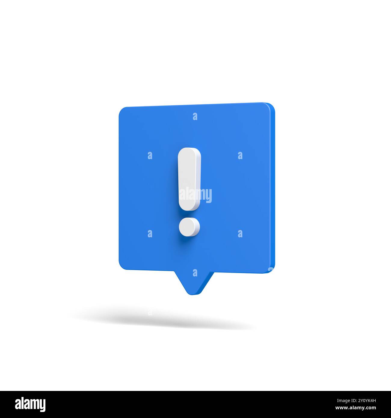 Speech balloon with exclamation mark. Blue color. Bubble message. 3d ...