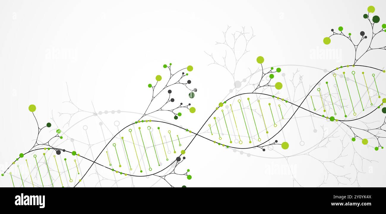 Scientific medical background with abstract image of dna molecule and ...