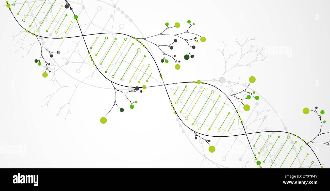 Scientific medical background with abstract image of dna molecule and ...