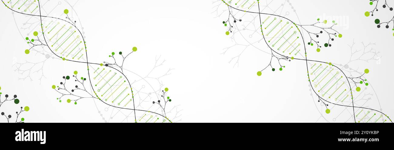 Scientific medical background with abstract image of dna molecule and ...