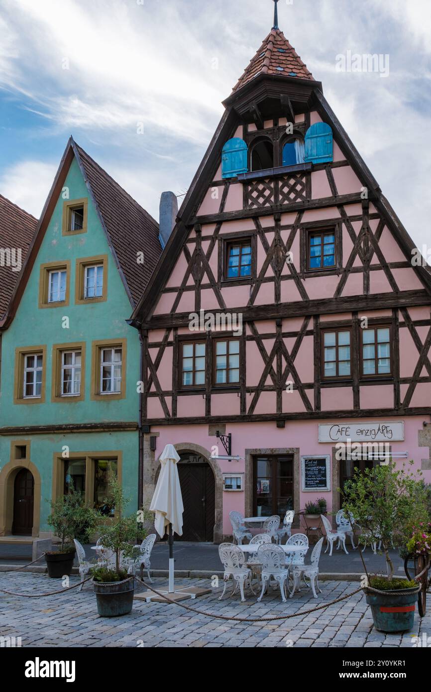 Rothenburg ob der Tauber, Germany 25 August 2024, vibrant half-timbered ...