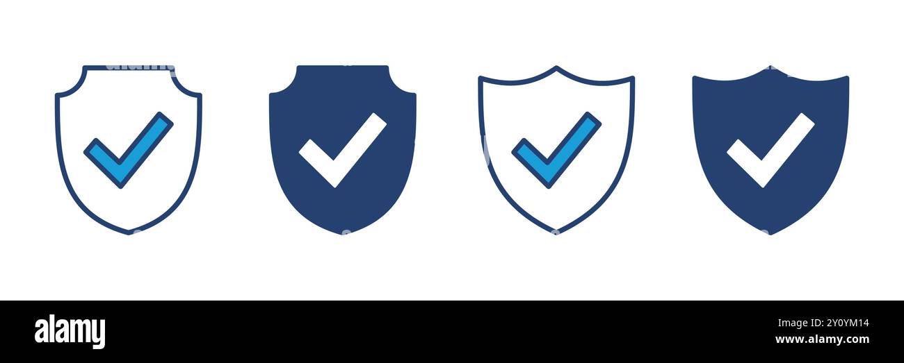 Shield check mark icon vector. Protection approve sign. Safe icon ...