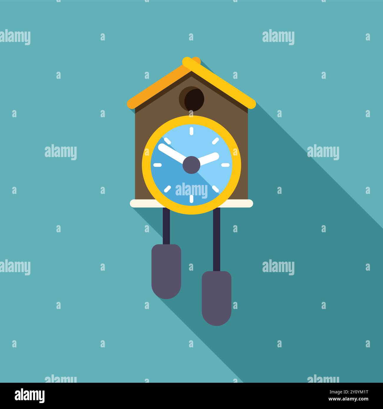 Cuckoo clock with a swinging pendulum, marking the passage of time in a ...