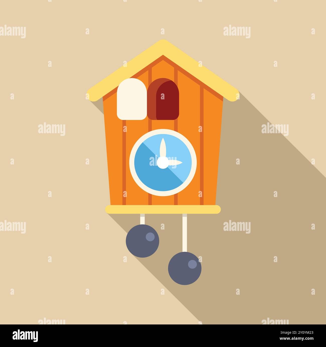 Traditional cuckoo clock is hanging on a wall, telling the time with ...