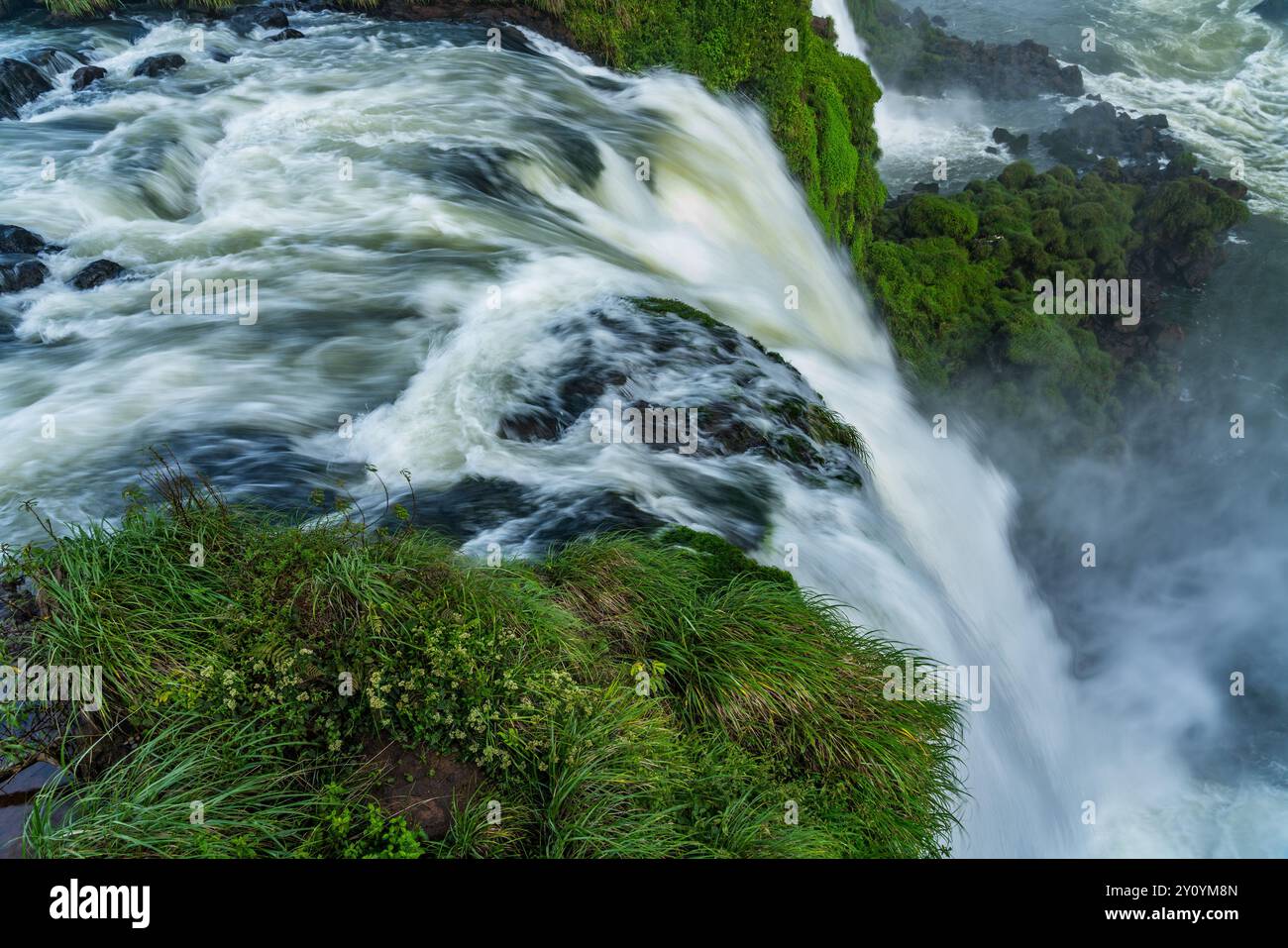 The brink of Santa Maria Waterfall at Iguazu Falls National Park in ...