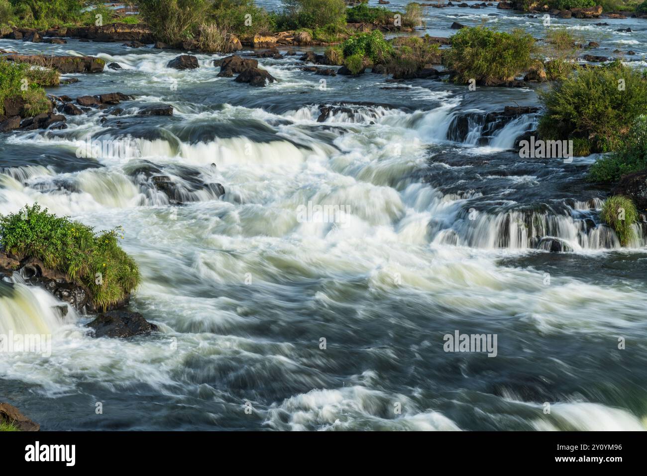 The Iguazu River above the Santa Maria Waterfall at Iguazu Falls ...