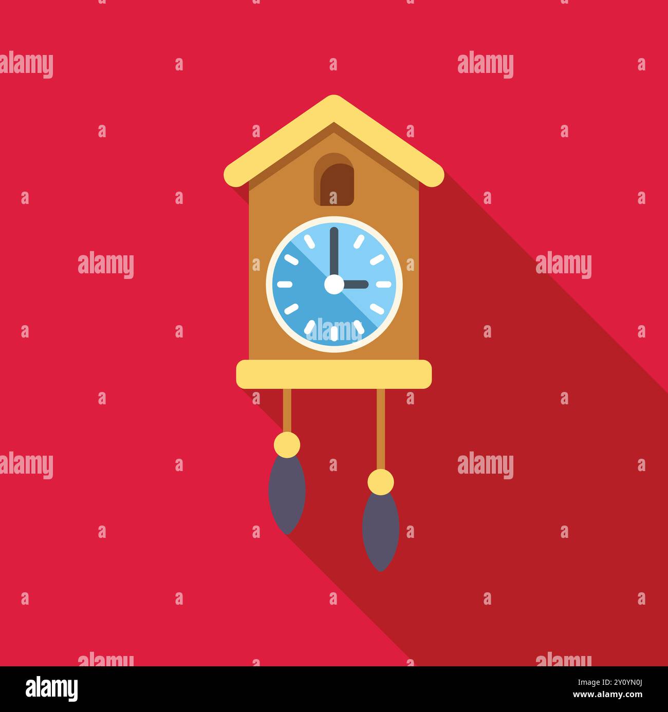 Cuckoo clock telling time hanging on a wall with clock face showing ...