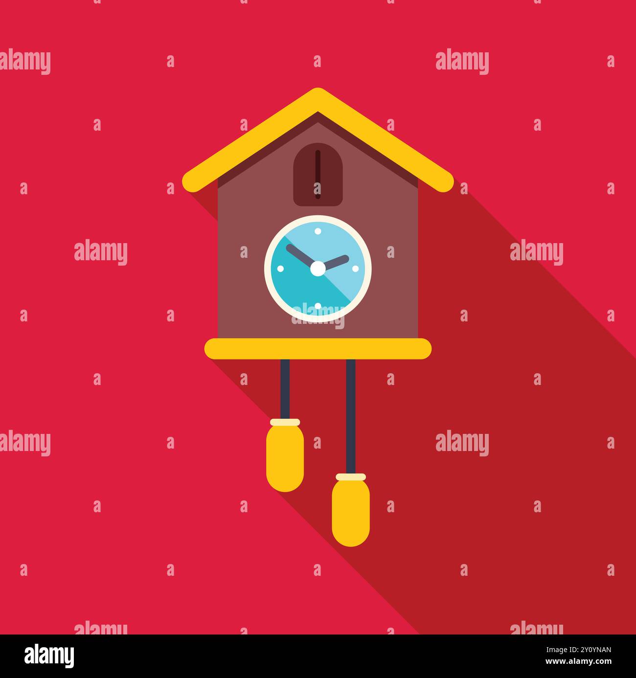 Cuckoo clock telling time with its hands and pendulum swinging Stock ...