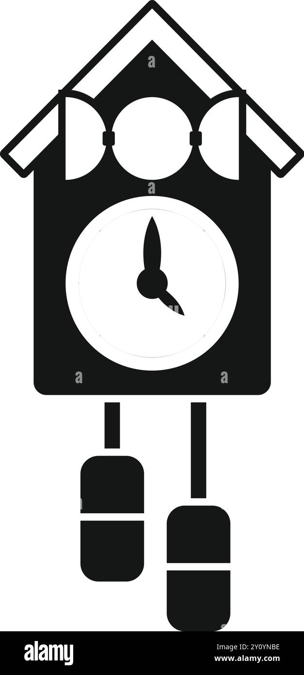 Simple black and white icon of a cuckoo clock showing the time Stock Vector Image & Art - Alamy