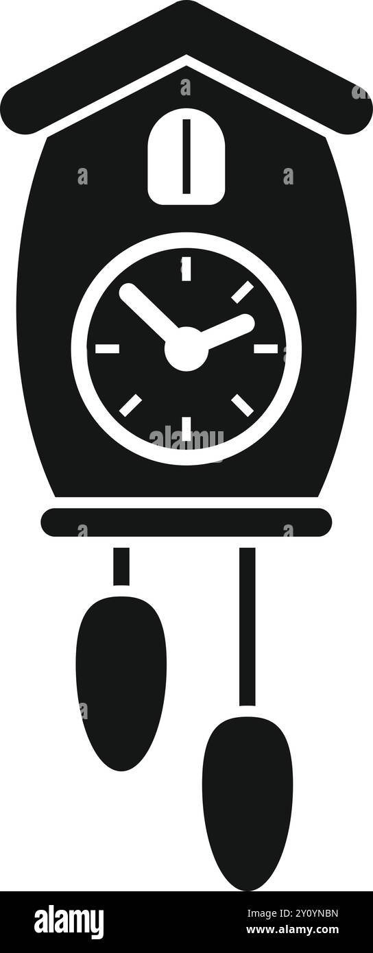 Cuckoo clock striking with swinging pendulum showing the concept of ...