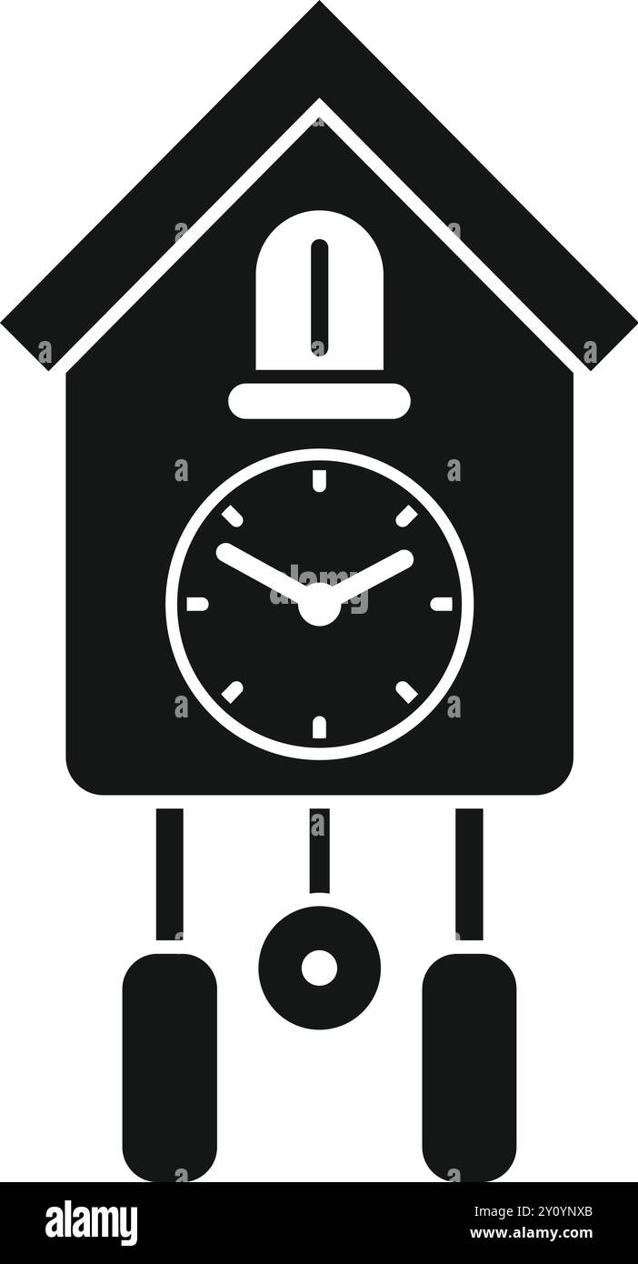 Simple icon of a cuckoo clock with its pendulum swinging, representing ...