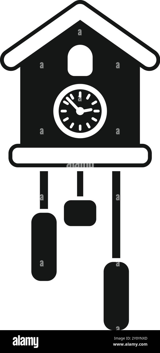 Simple black and white vector illustration of a cuckoo clock, perfect ...