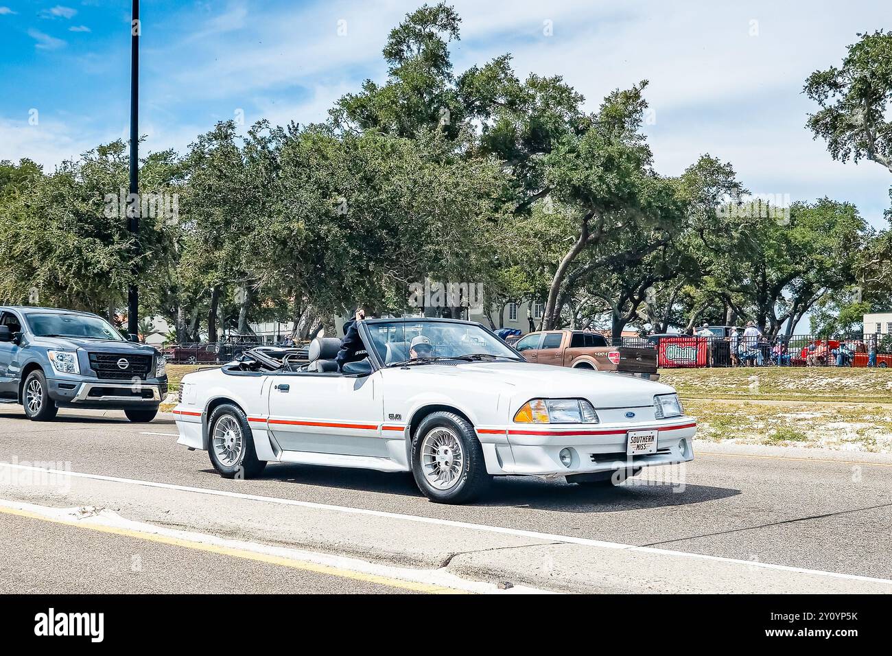 Gulfport, MS - October 07, 2023: Wide angle front corner view of a 1987 ...
