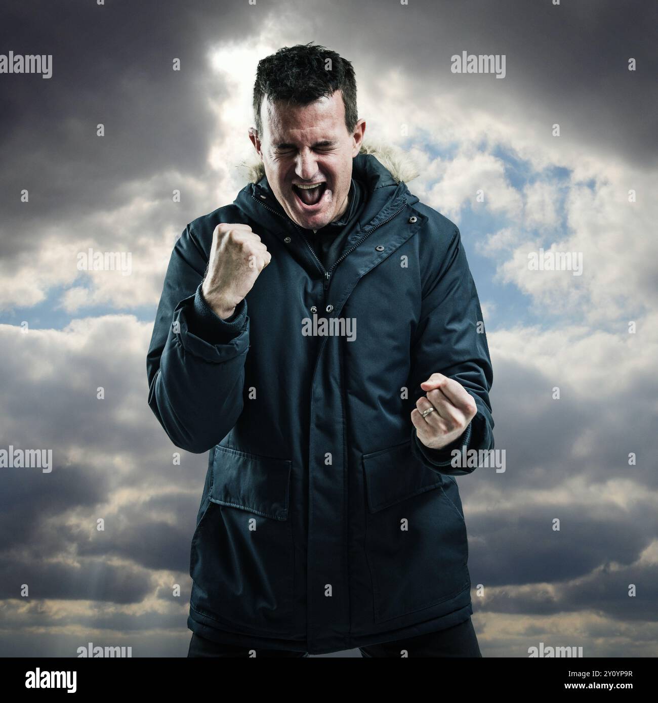 Celebrating the result hi-res stock photography and images - Alamy