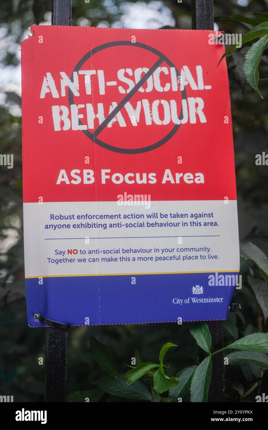 Anti-Social behaviour by Westminster city council, London Stock Photo ...