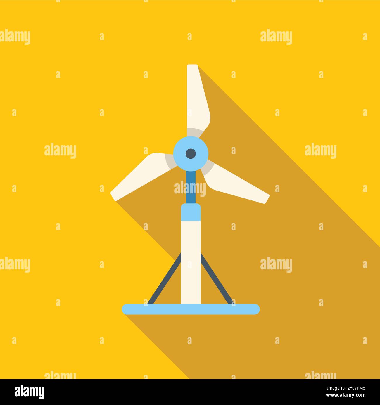 This minimalist illustration represents a wind turbine generating clean ...